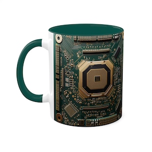 PCB Design Ceramic Coffee Mug | Circuit Board With Gold Contacts 11 Oz ...