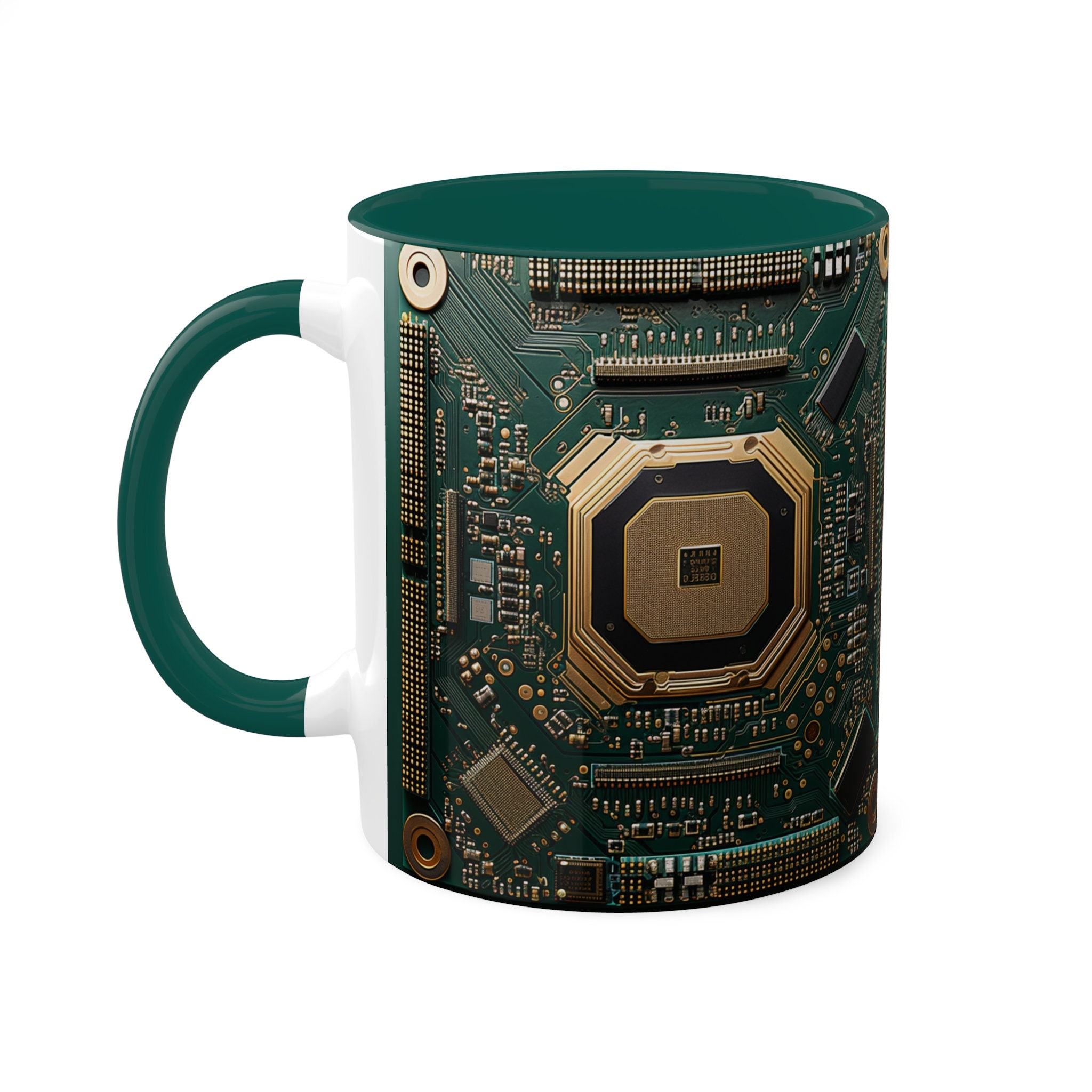 PCB Design Ceramic Coffee Mug Circuit Board With Gold Contacts 11 Oz ...