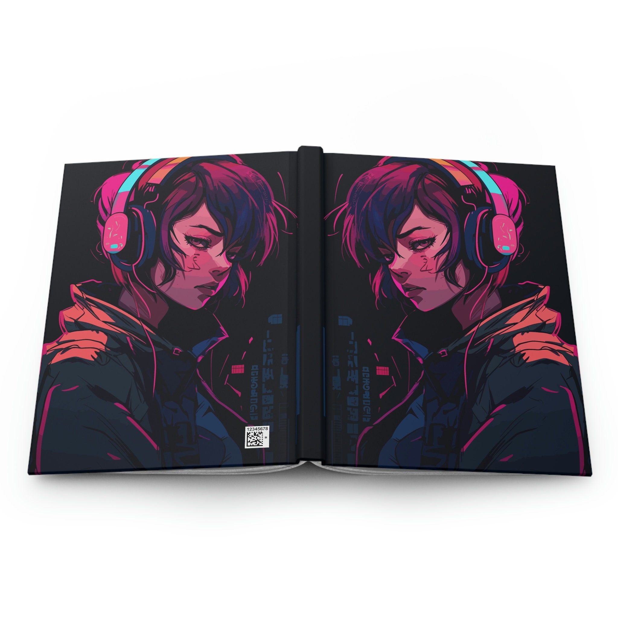 Cyberpunk Anime Girl Journal Teenage Girl's Notebook Hardcover Lined ...