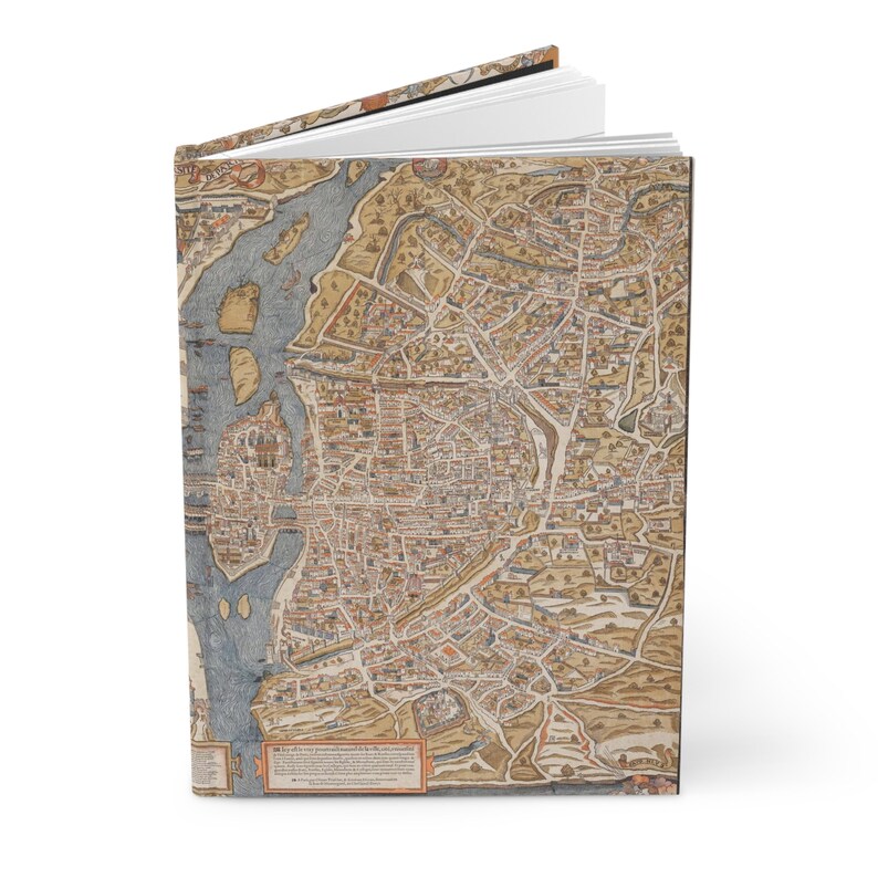16th Century Paris Map Journal Hardcover City Planning Journal Lined ...