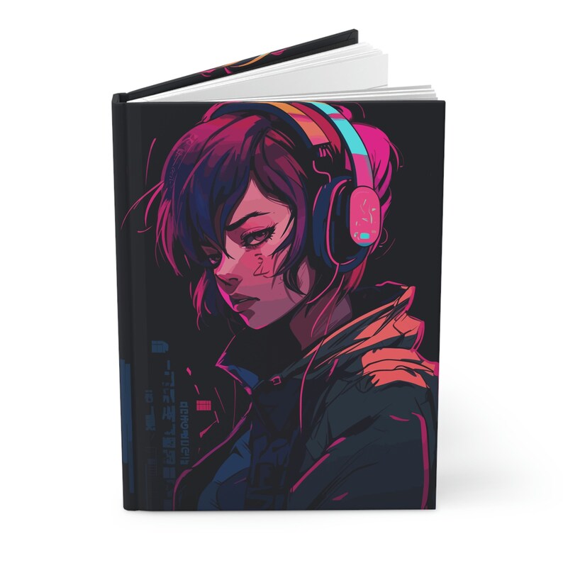 Cyberpunk Anime Girl Journal Teenage Girl's Notebook Hardcover Lined ...
