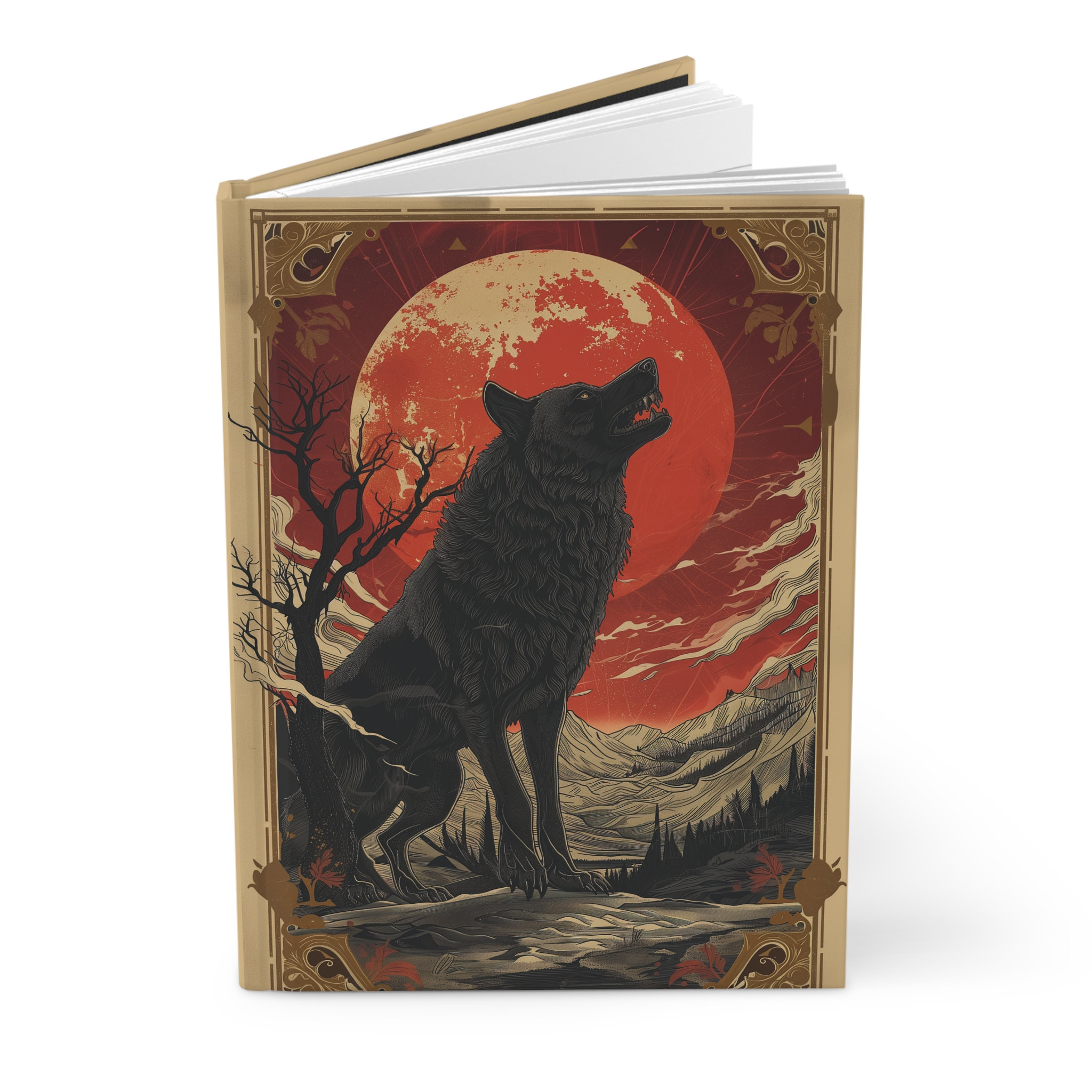 Howling Wolf Journal Vintage Norse Art Notebook Hardcover Lined Pagan ...