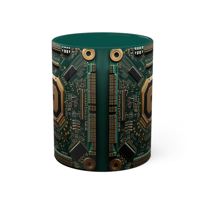 PCB Design Ceramic Coffee Mug Circuit Board With Gold Contacts 11 Oz ...