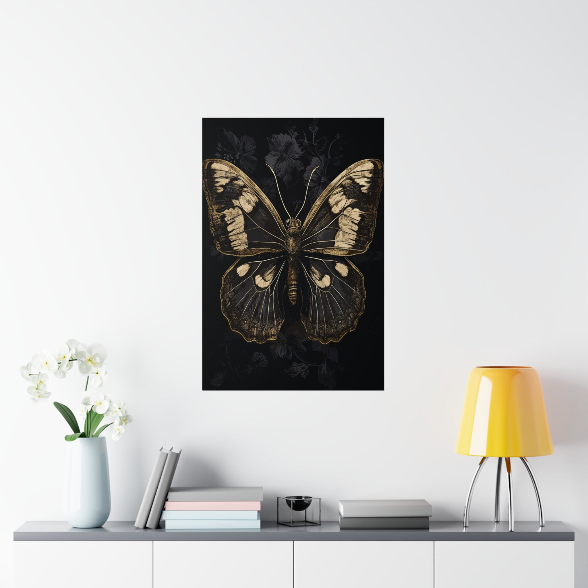 Large Butterfly Poster, Vintage Dark Butterfly Art, Mailed Print Insect ...