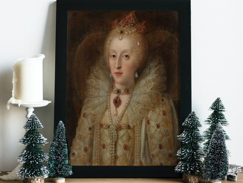 Portrait of Elizabeth I, Queen of England, 1550 1599 Printable Vintage ...
