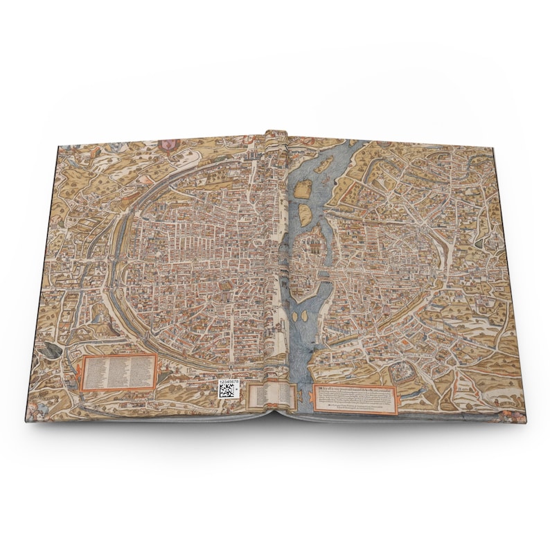 16th Century Paris Map Journal Hardcover City Planning Journal Lined ...