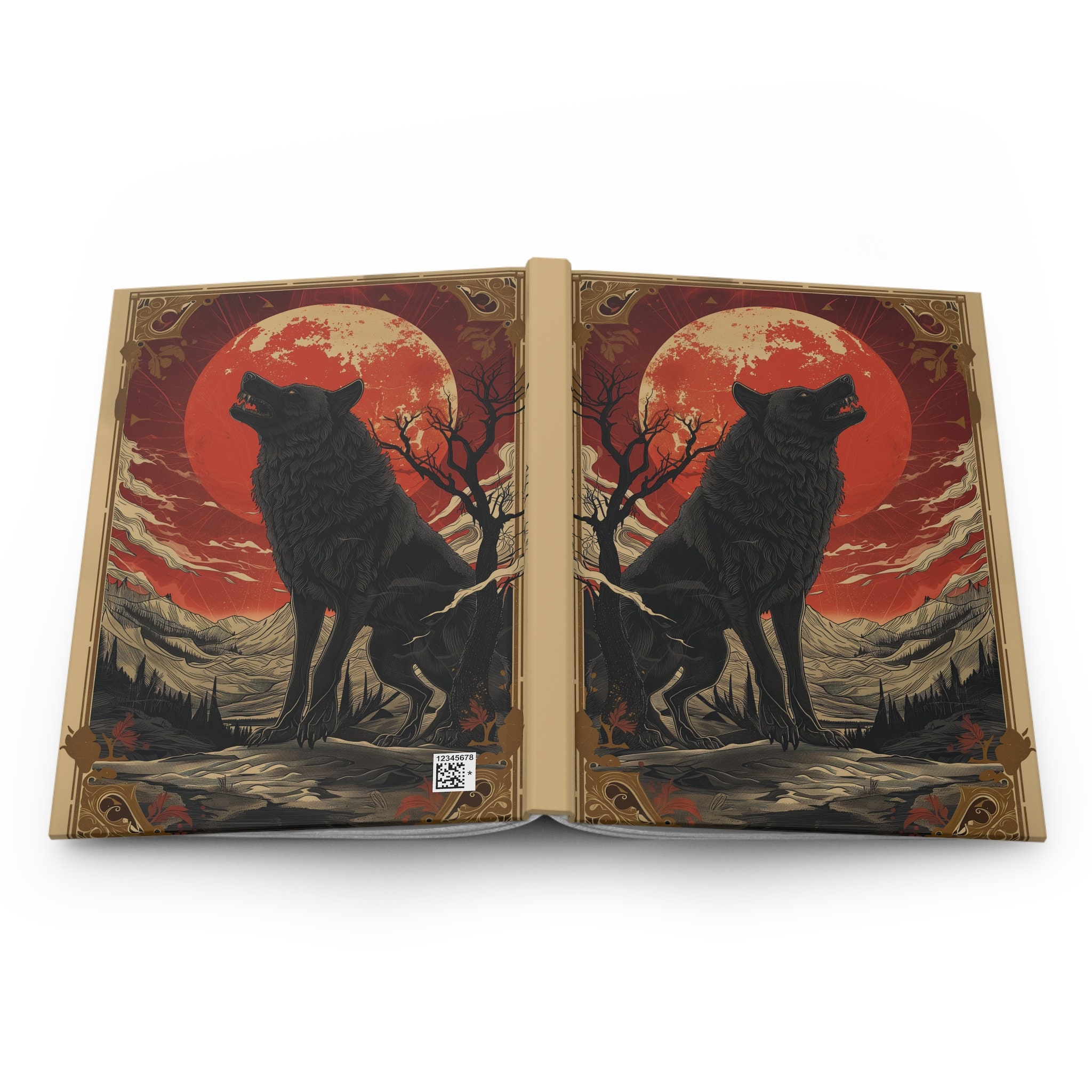 Howling Wolf Journal Vintage Norse Art Notebook Hardcover Lined Pagan ...