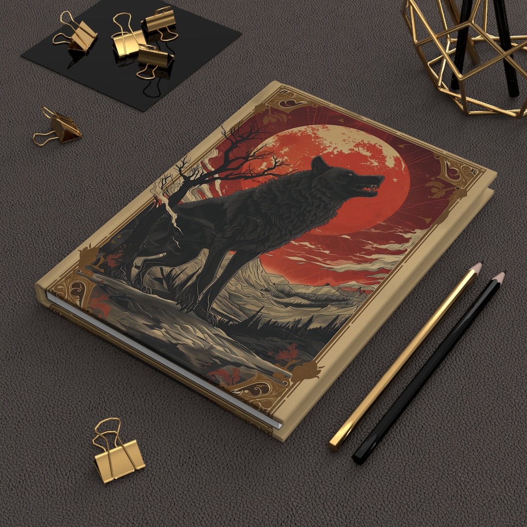 Howling Wolf Journal | Vintage Norse Art Notebook | Hardcover Lined ...