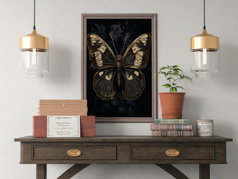 Large Butterfly Poster, Vintage Dark Butterfly Art, Mailed Print Insect ...