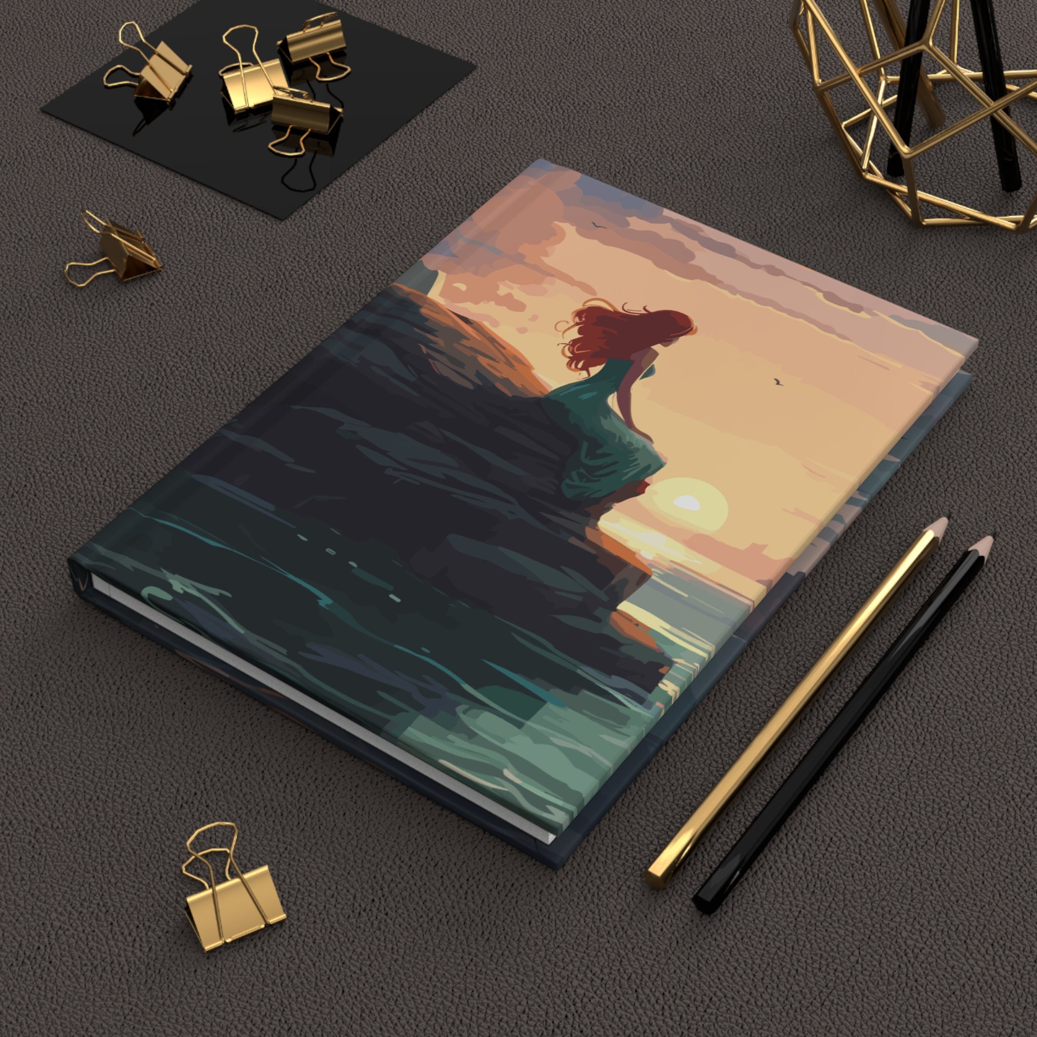 The Little Mermaid Journal Underwater Princess Painting Hardcover Lined ...