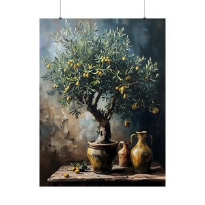 Olive Tree in a Pot Print, Matte Oil Painting Poster, Mailed Print ...