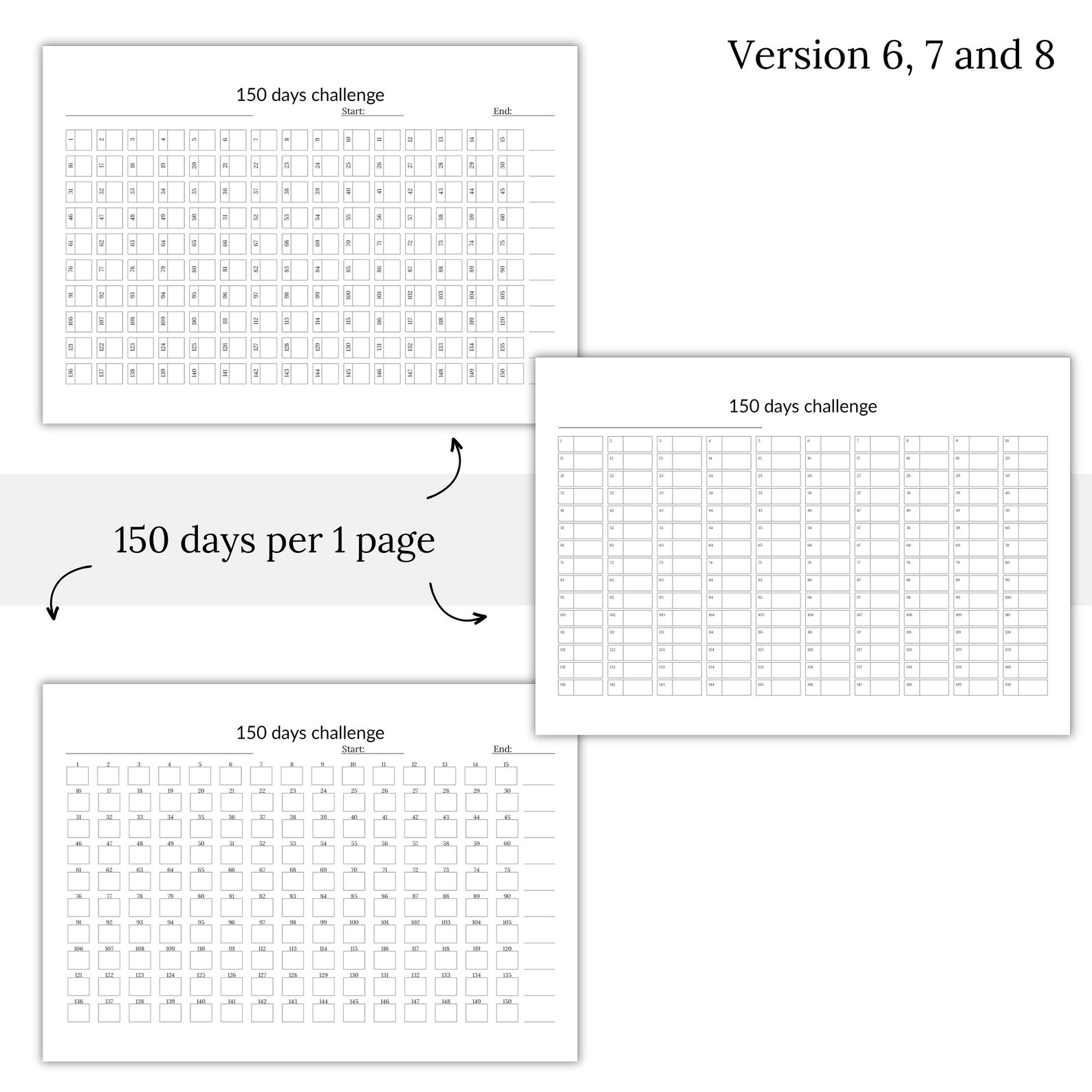 150 Days Challenge Tracker Printables, Habit Forming, Habit Tracker ...