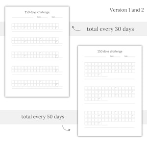 150 Days Challenge Tracker Printables, Habit Forming, Habit Tracker ...