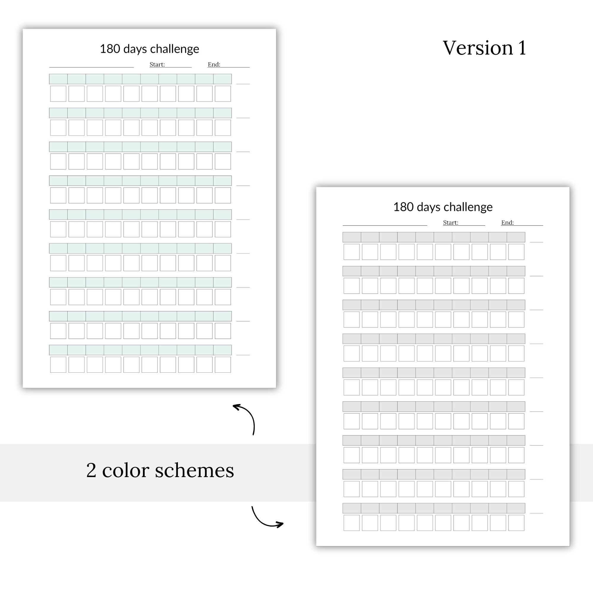 180 Days Challenge Tracker Printables, Habit Tracker, Habit Tracker ...
