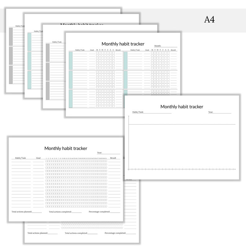 Monthly Habit Tracker Printable, A4 A5 Formats (PDF) - Etsy