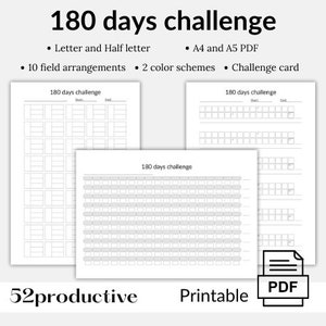 180 Days Challenge Tracker Printables, Habit Tracker, Habit Tracker ...