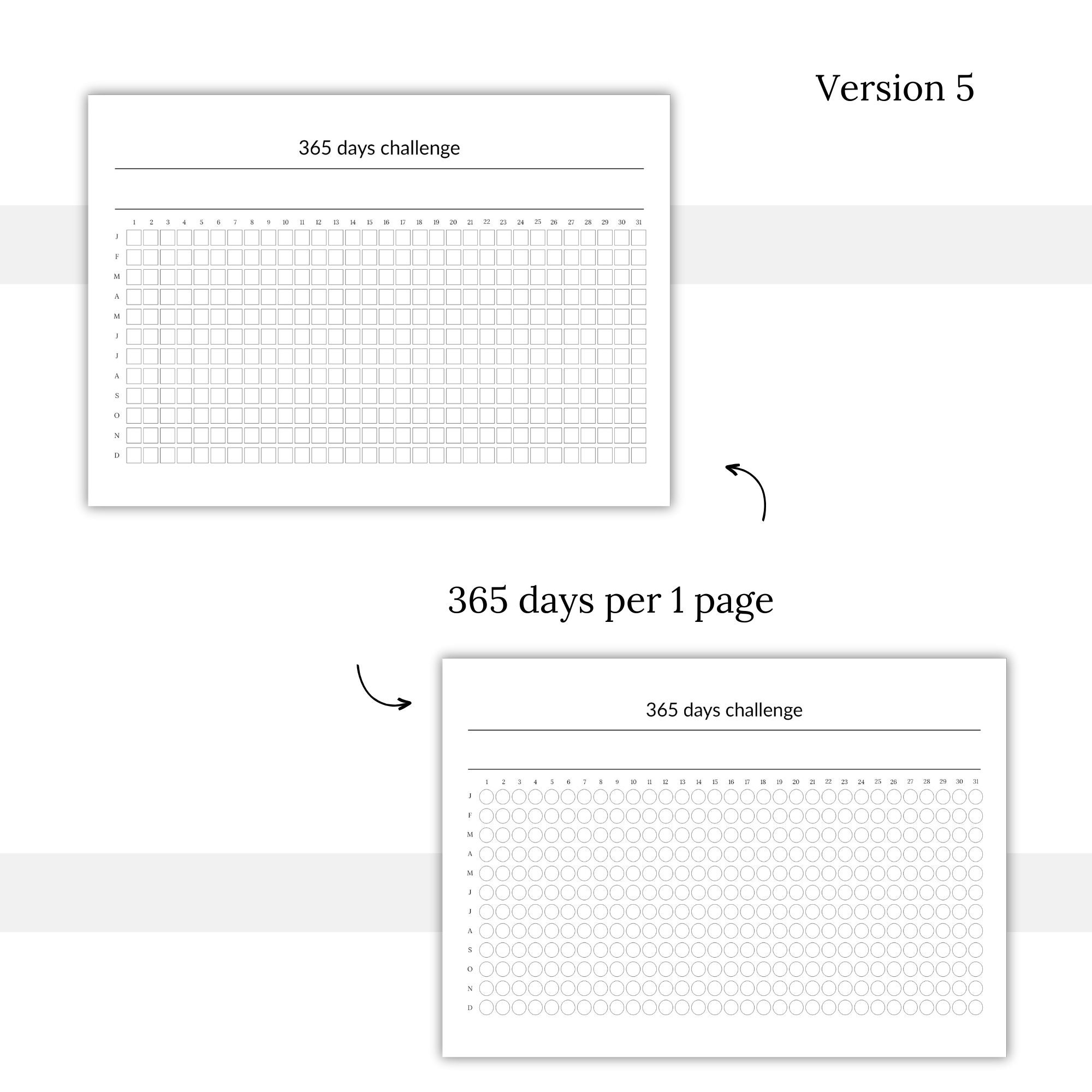 365 Days Challenge Tracker Printables, Habit Tracker, Habit Tracker ...