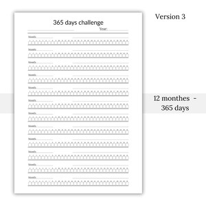 365 Days Challenge Tracker Printables, Habit Tracker, Habit Tracker ...