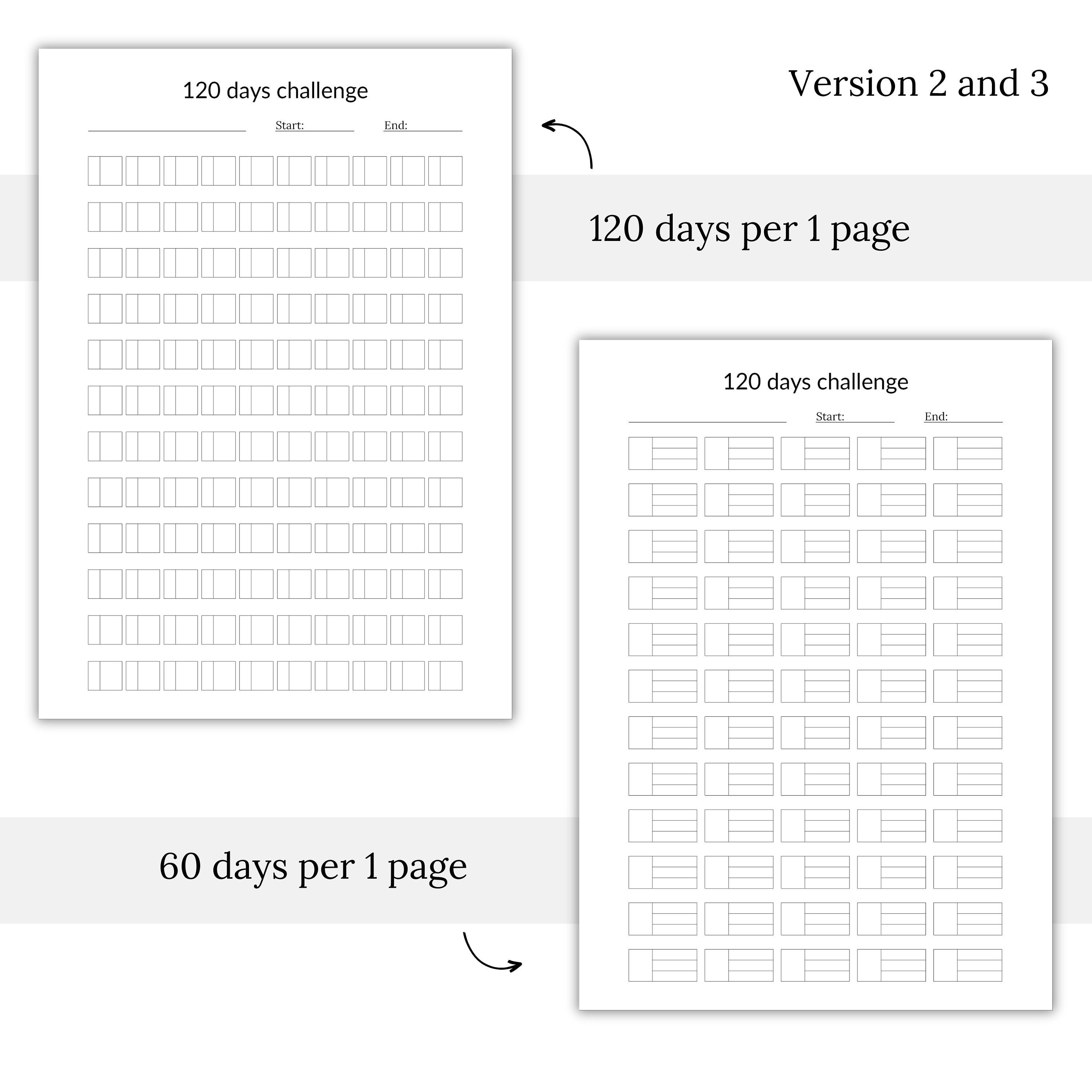 120 Day Challenge Tracker Printables, Goal Planner (PDF) - Etsy