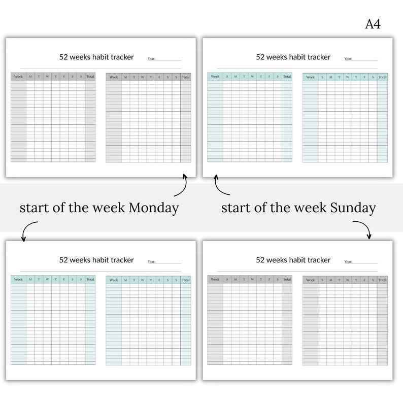 52 Week Habit Tracker Printable, Goal Planner (PDF) - Etsy