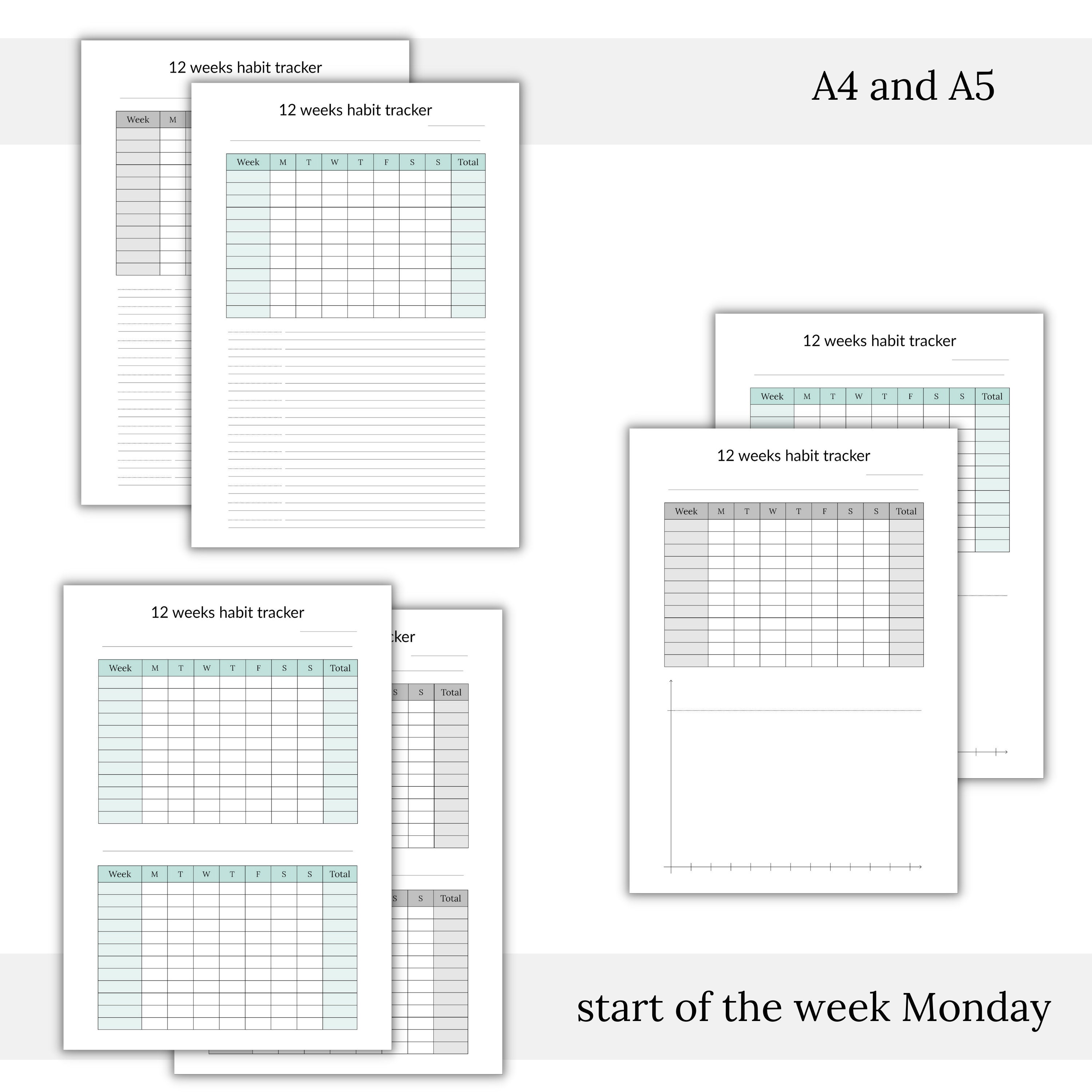 12 Week Habit Tracker, Habit Tracker Printable, Habit Tracker Template ...
