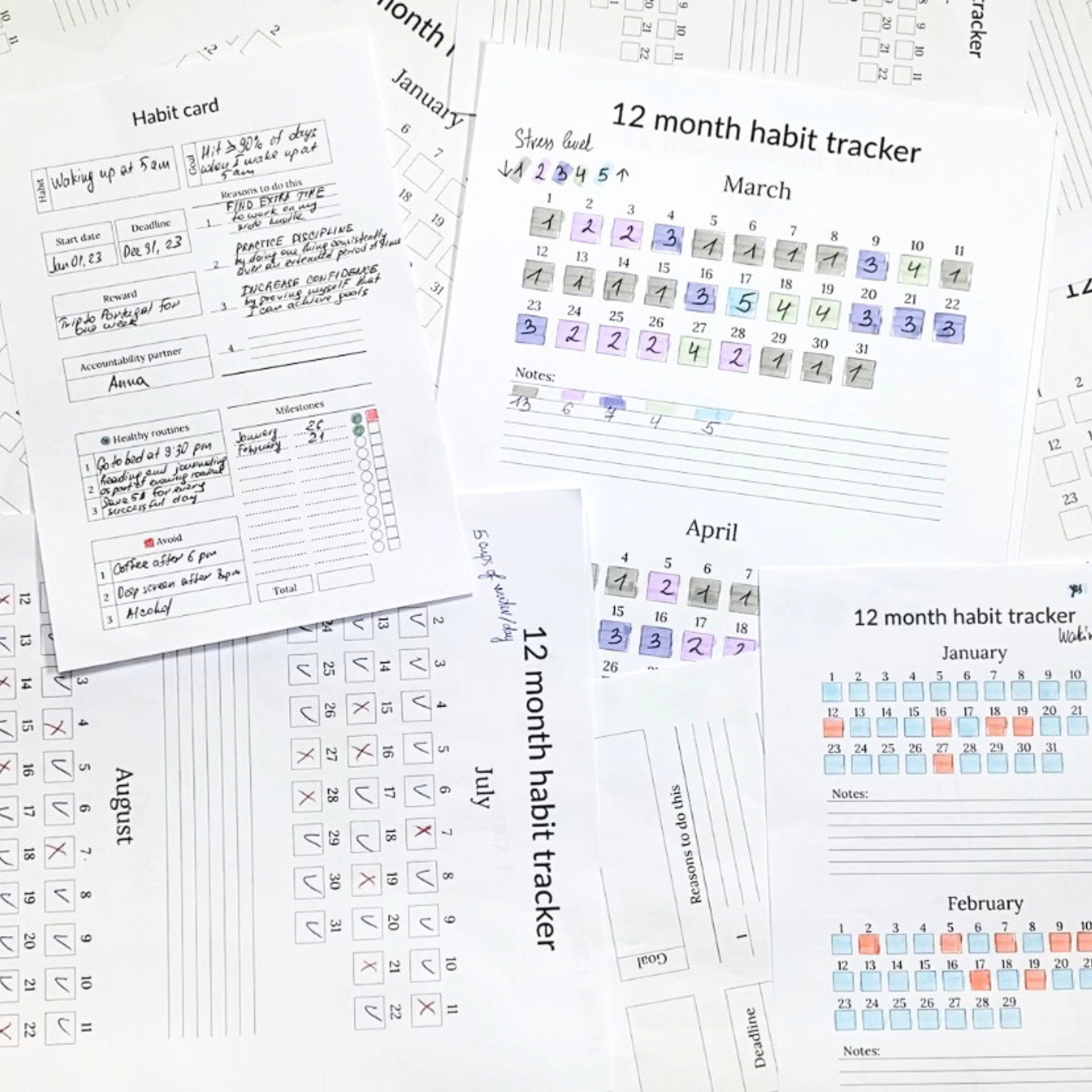 12 Month Habit Tracker, Habit Tracker Printable, Habit Tracker Template ...