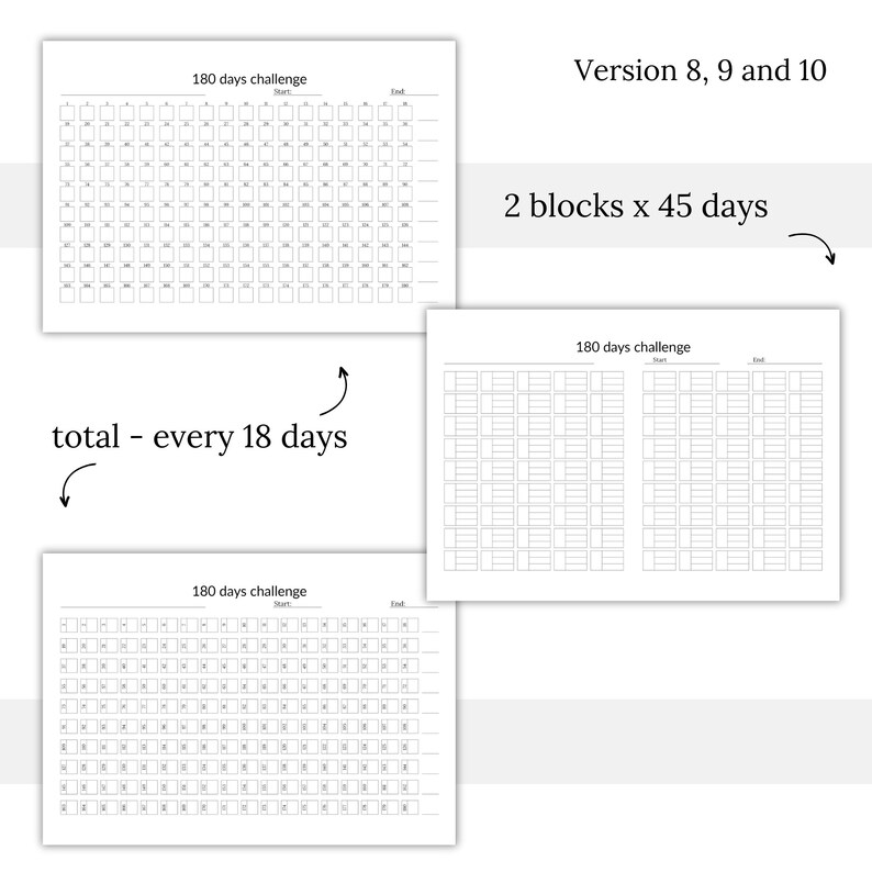 180 Days Challenge Tracker Printables, Habit Tracker, Habit Tracker ...