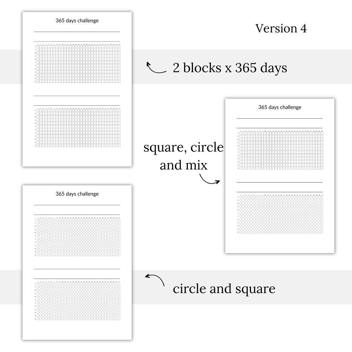 365 Days Challenge Tracker Printables, Habit Tracker, Habit Tracker ...