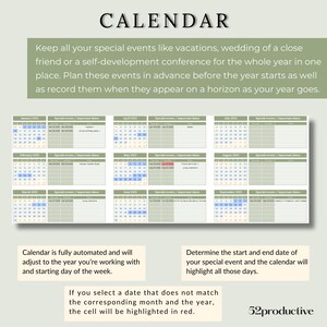 Monthly Planner MS Excel Template Olive; Monthly, Weekly and Daily Task ...