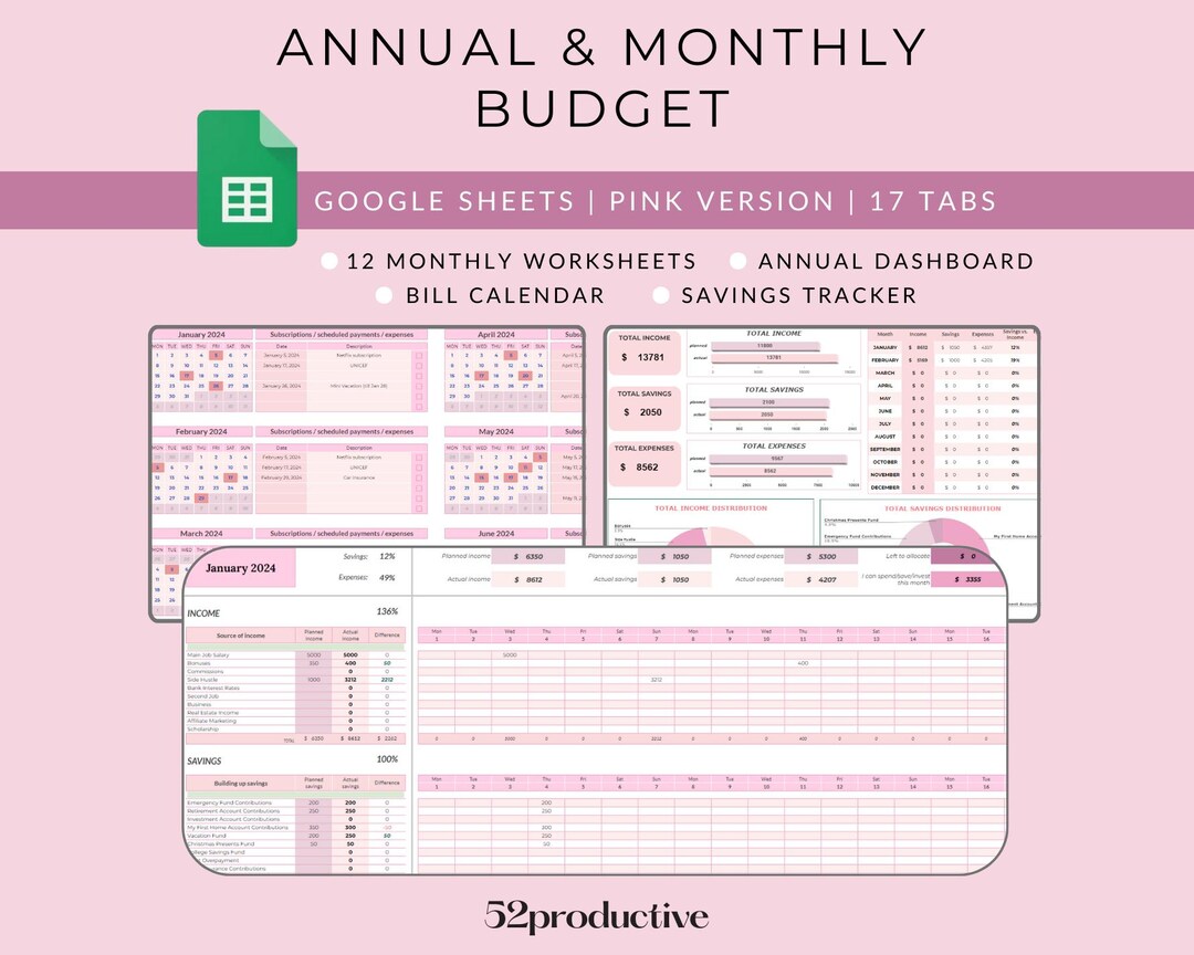 Google Sheets Budget Spreadsheet for Tracking Income, Savings, and ...
