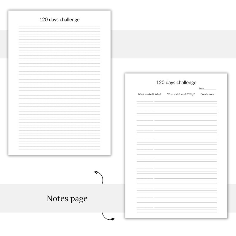 120 Day Challenge Tracker Printables, Goal Planner (PDF) - Etsy