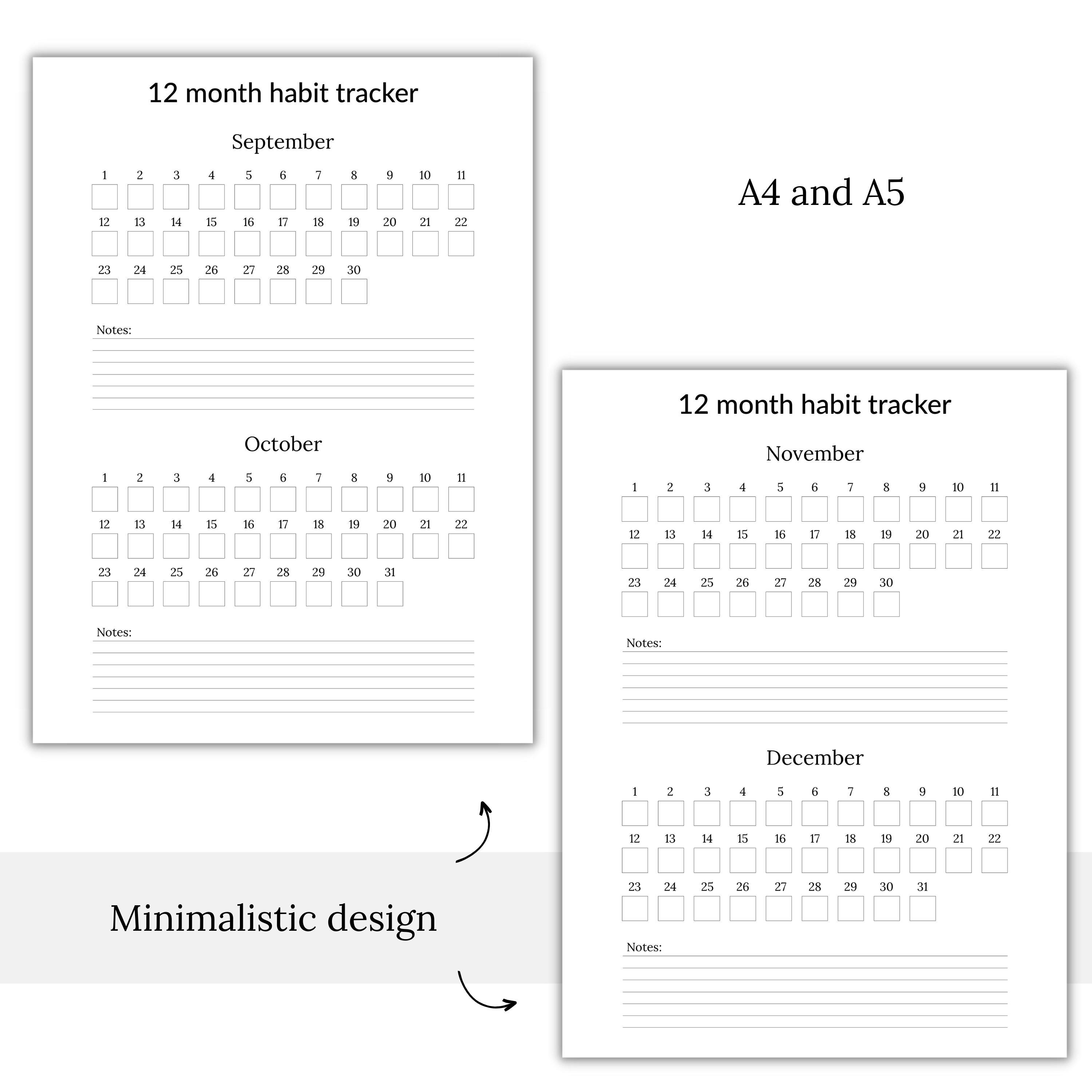 12 Month Habit Tracker, Habit Tracker Printable, Habit Tracker Template ...