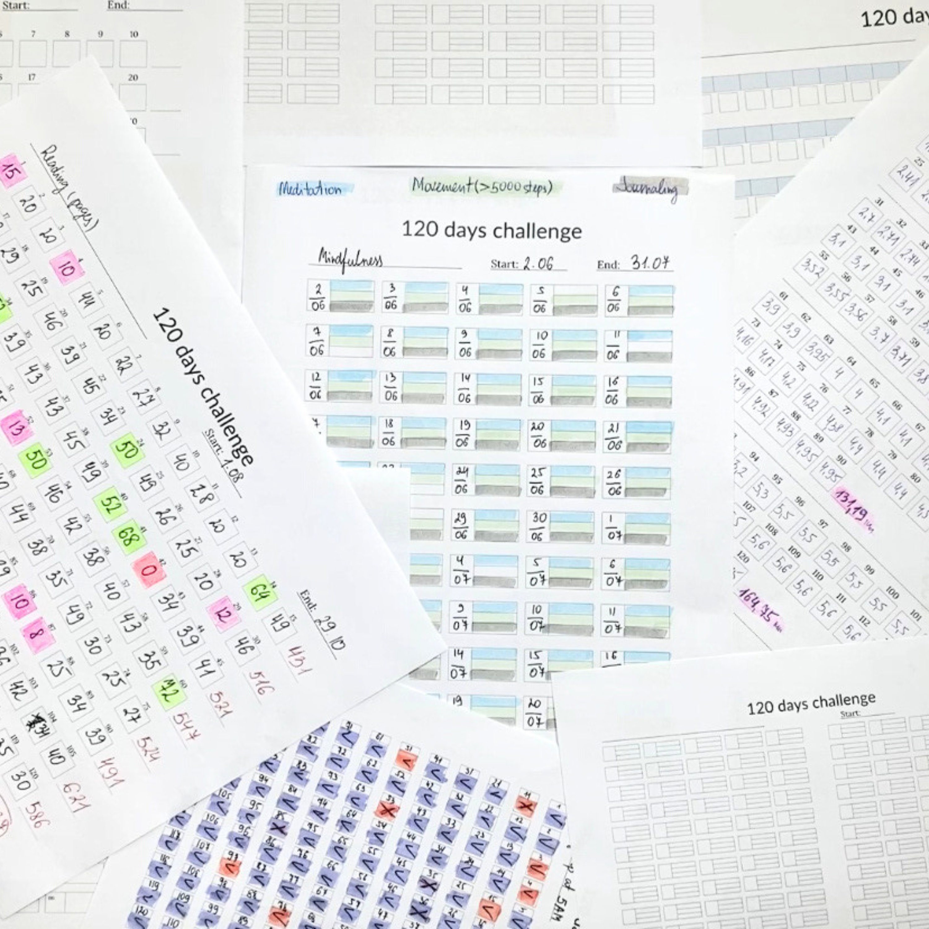 120 Day Challenge Tracker Printables, Goal Planner (PDF) - Etsy