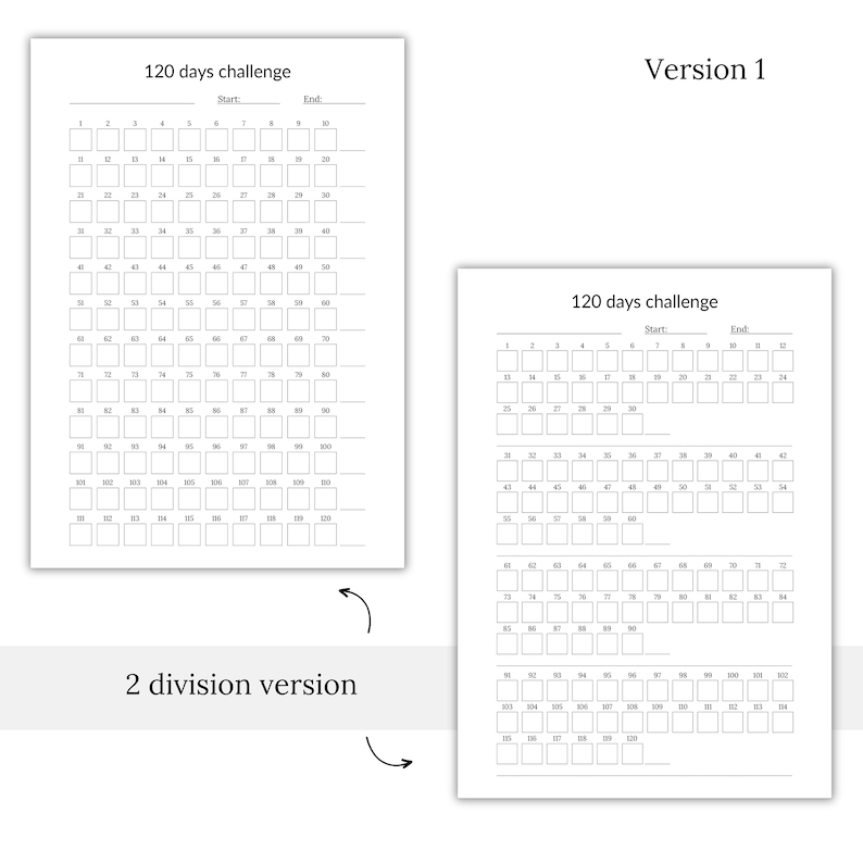 120 Day Challenge Tracker Printables, Goal Planner (PDF) - Etsy