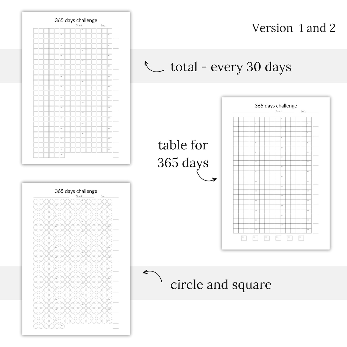 365 Days Challenge Tracker Printables, Habit Tracker, Habit Tracker ...