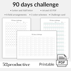 90 Days Challenge Tracker Printables, Habit Tracker, Habit Tracker ...
