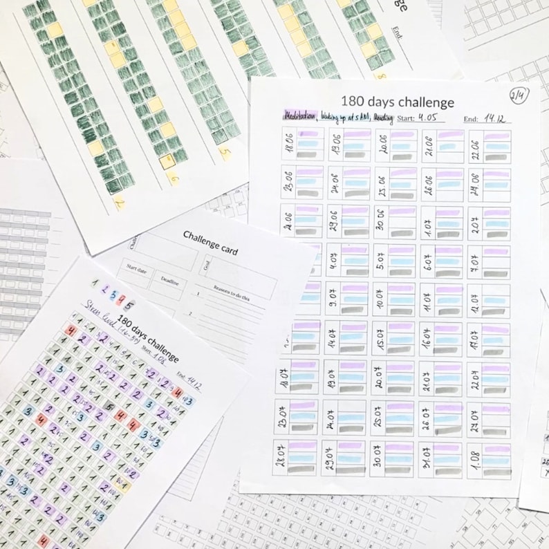 180 Days Challenge Tracker Printables, Habit Tracker, Habit Tracker ...