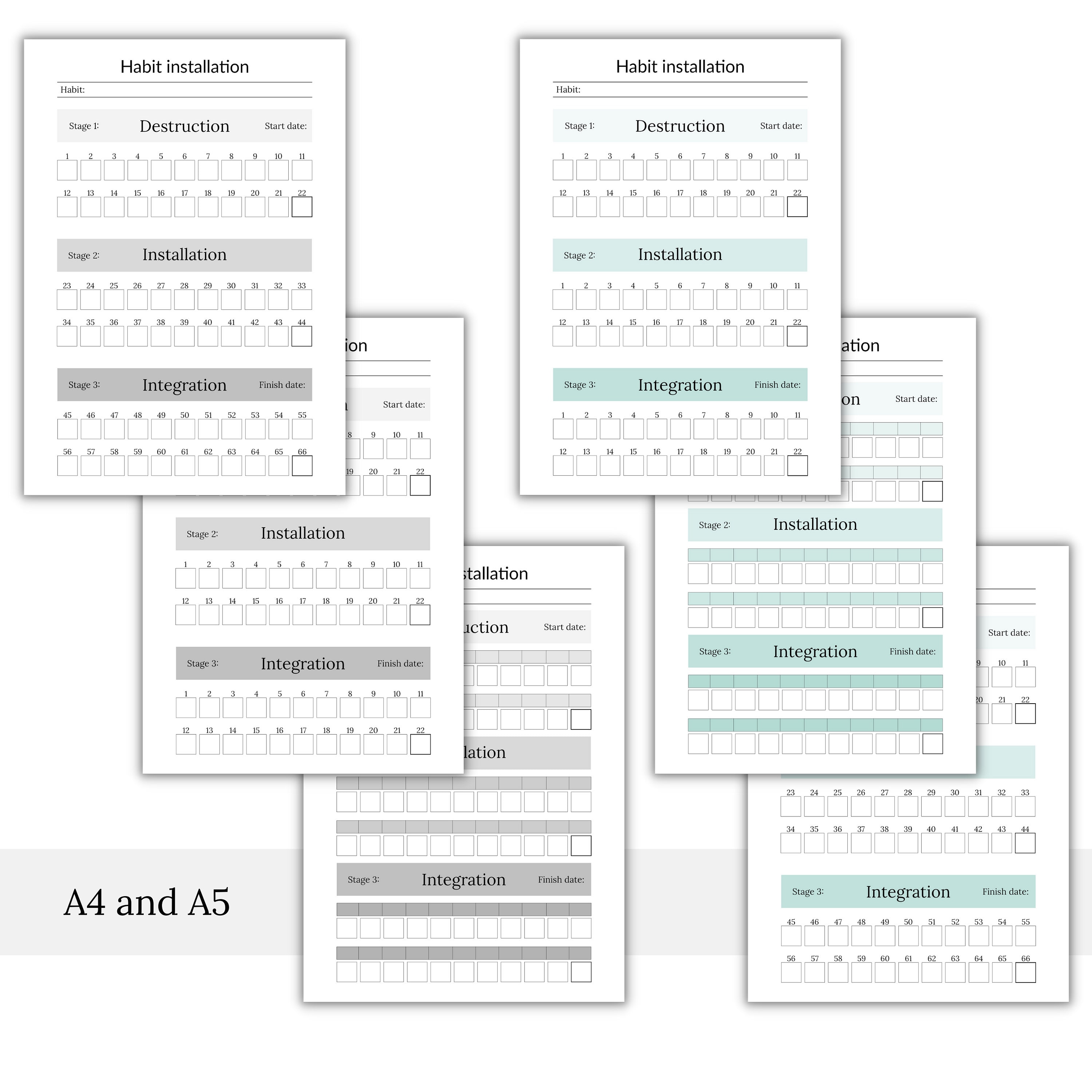 66 Days Habit Tracker, Habit Planner, Digital Habit Tracker, Goal ...