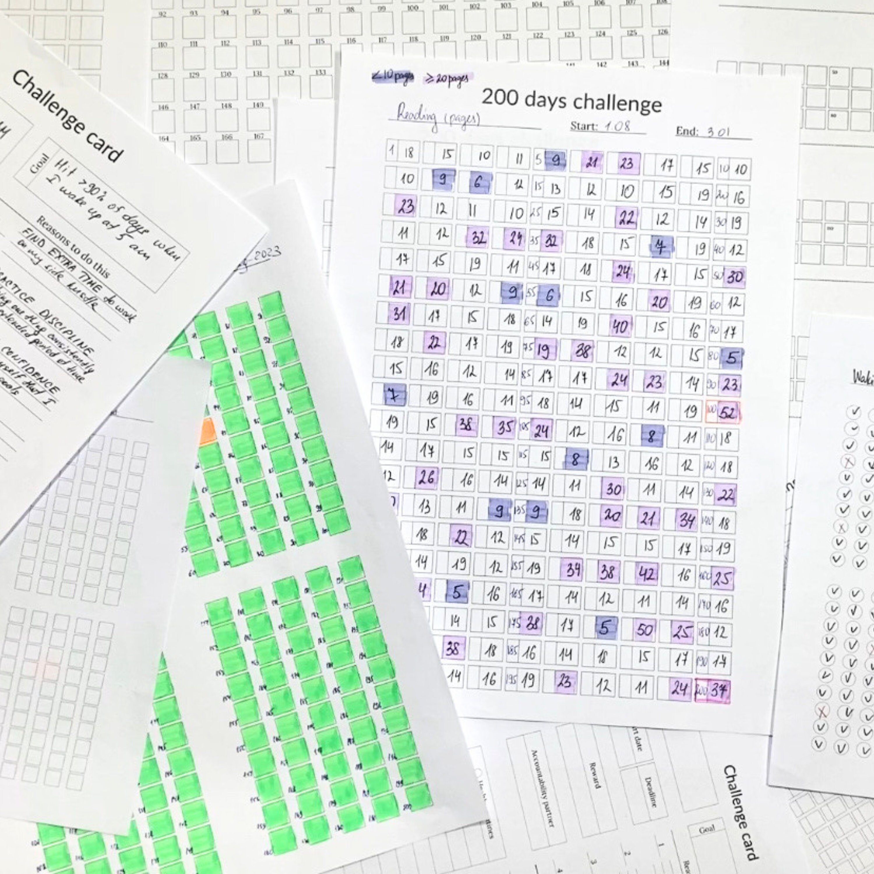 200 Days Challenge Tracker Printables, Habit Tracker, Habit Tracker ...