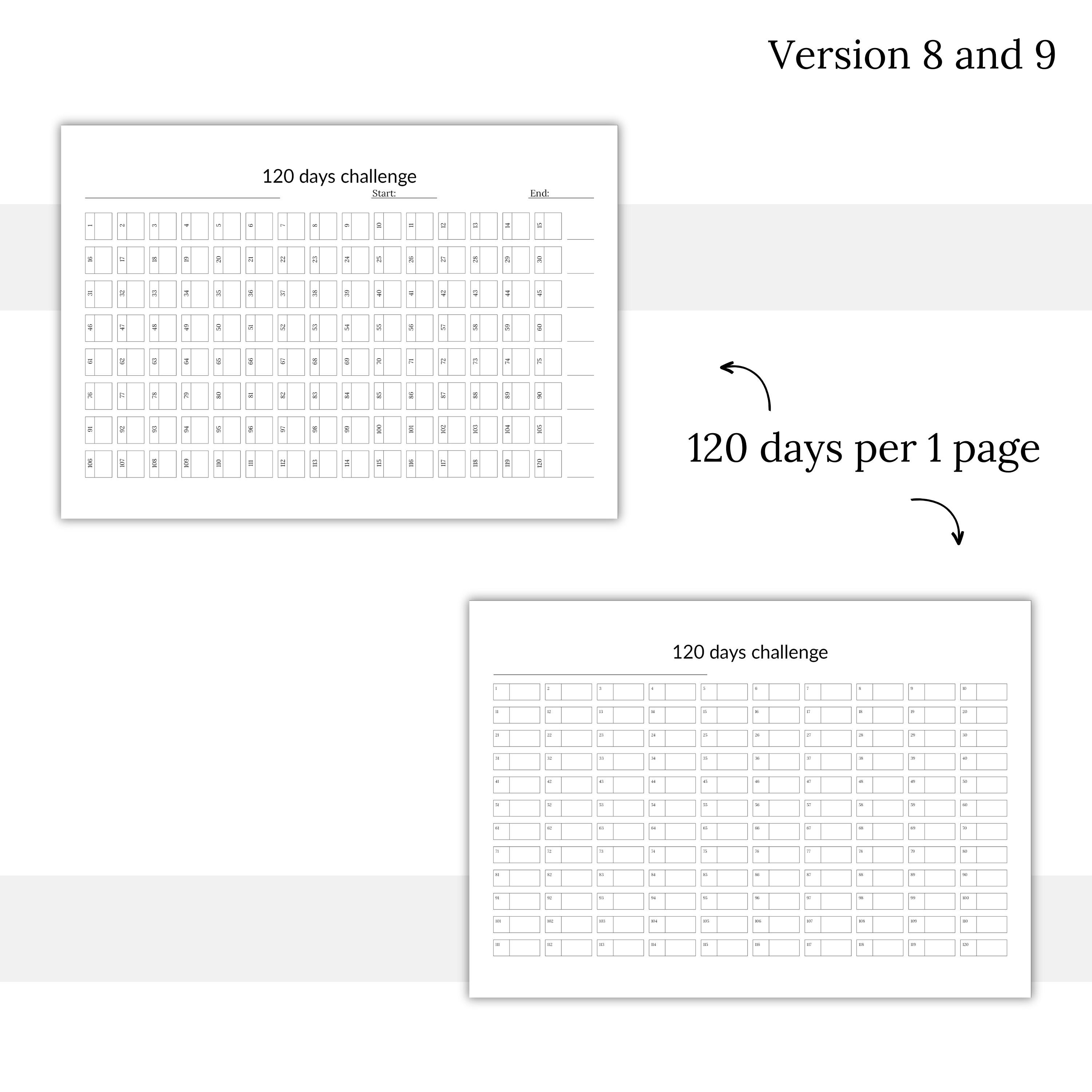 120 Day Challenge Tracker Printables, Goal Planner (PDF) - Etsy