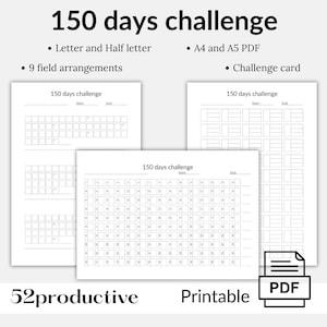 150 Days Challenge Tracker Printables, Habit Forming, Habit Tracker ...