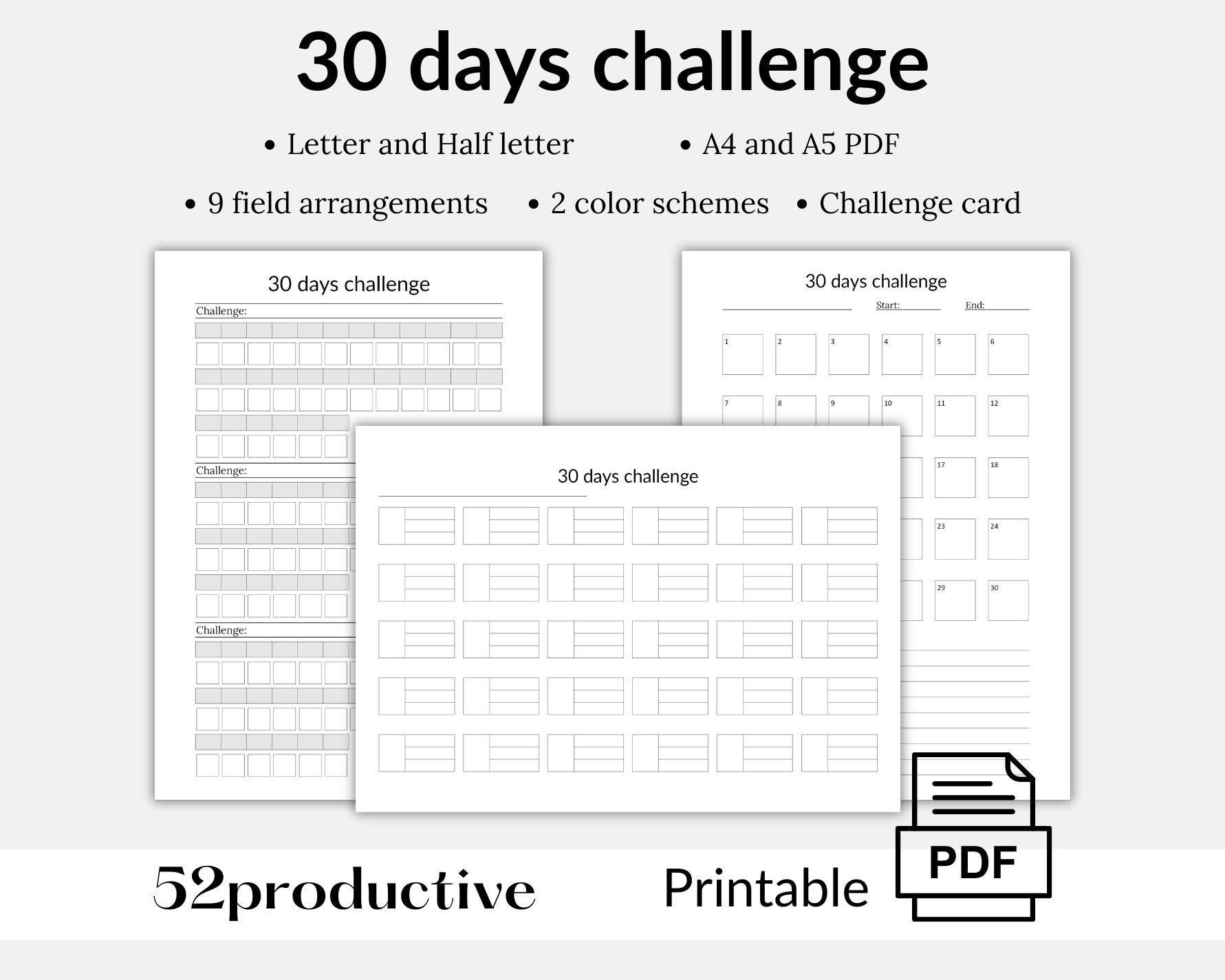 30 Day Challenge, Habit Forming, Habit Tracker Template, Goal Planner ...