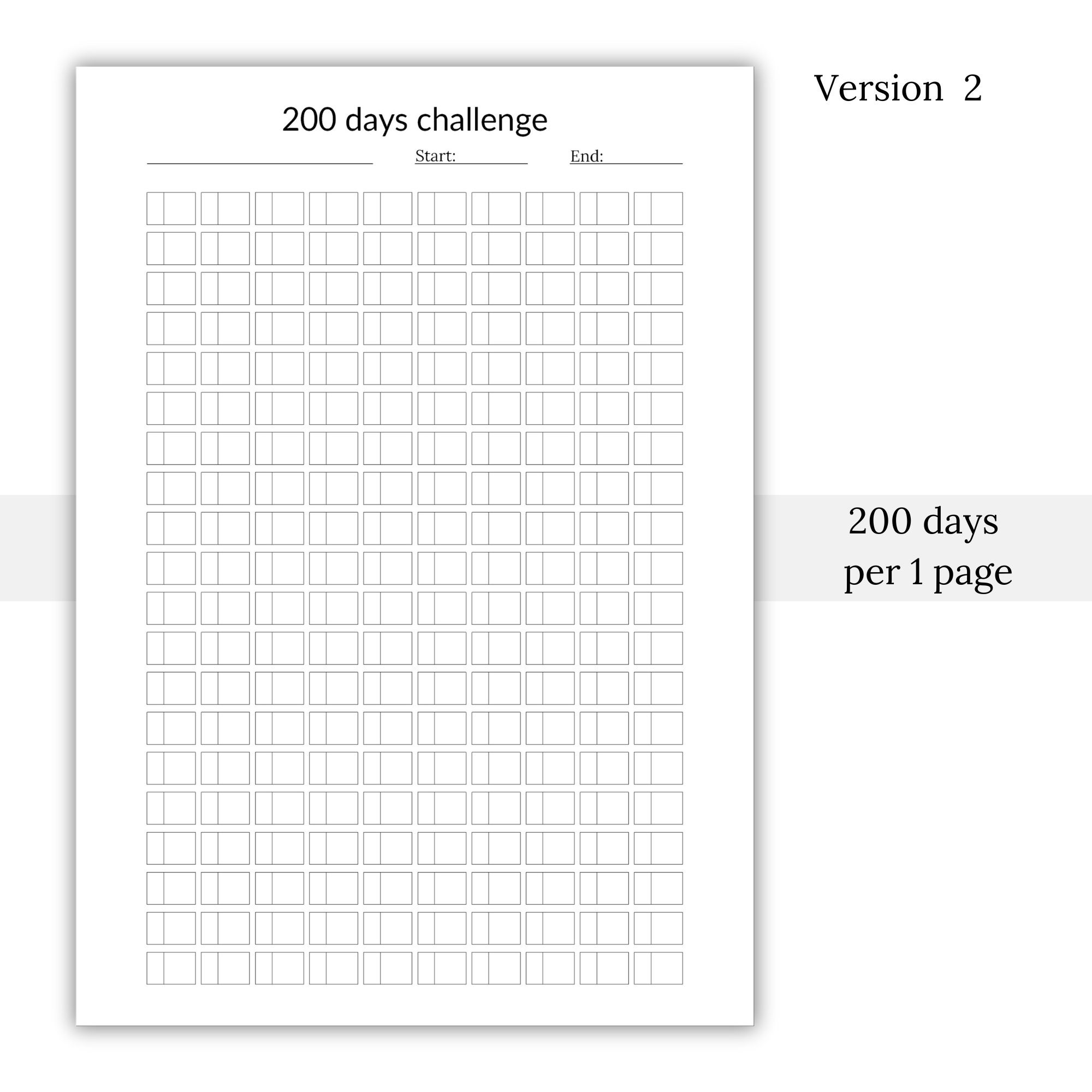 200 Days Challenge Tracker Printables, Habit Tracker, Habit Tracker Template, Goal Planner, Goal ...