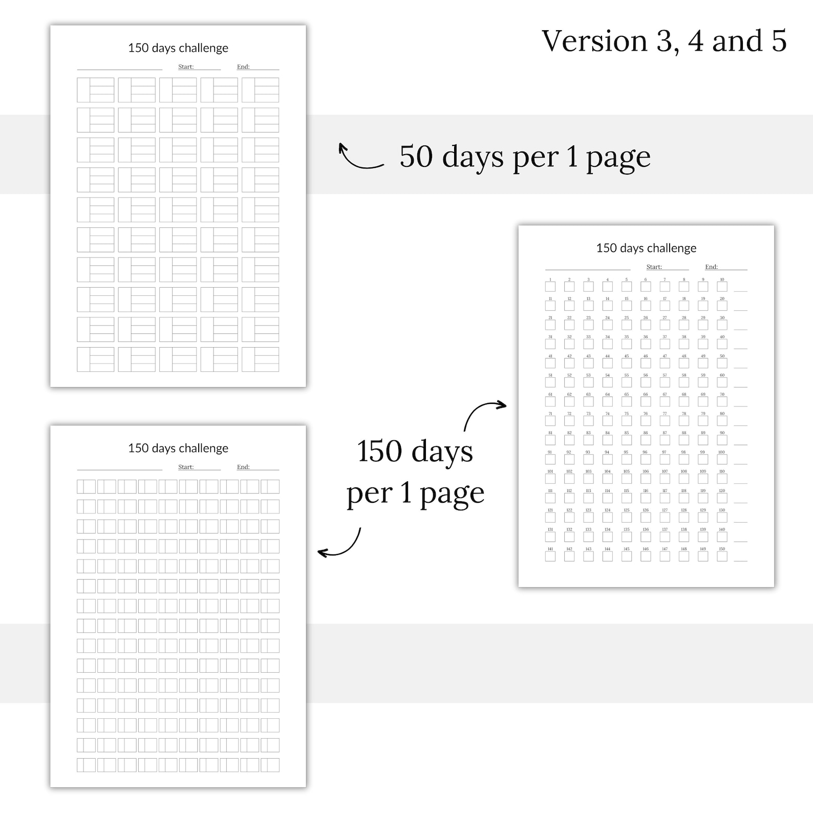 150 Days Challenge Tracker Printables, Habit Forming, Habit Tracker ...