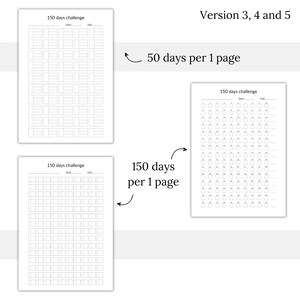 150 Days Challenge Tracker Printables, Habit Forming, Habit Tracker Template, Goal Planner, Goal ...