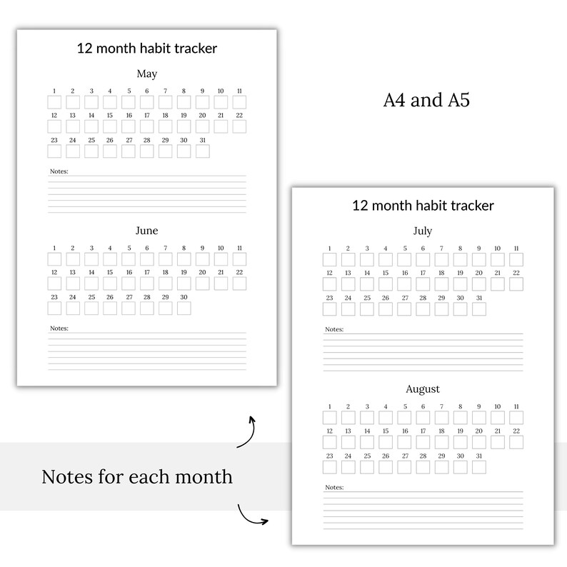 12 Month Habit Tracker, Habit Tracker Printable, Habit Tracker Template ...