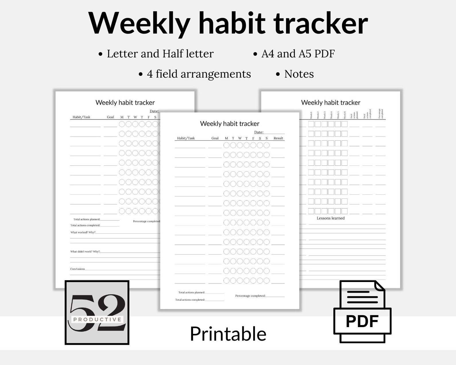 Weekly Habit Tracker, Weekly Planner, Habit Tracker, Monthly Habit ...