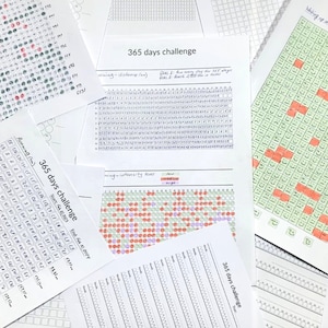 365 Days Challenge Tracker Printables, Habit Tracker, Habit Tracker ...