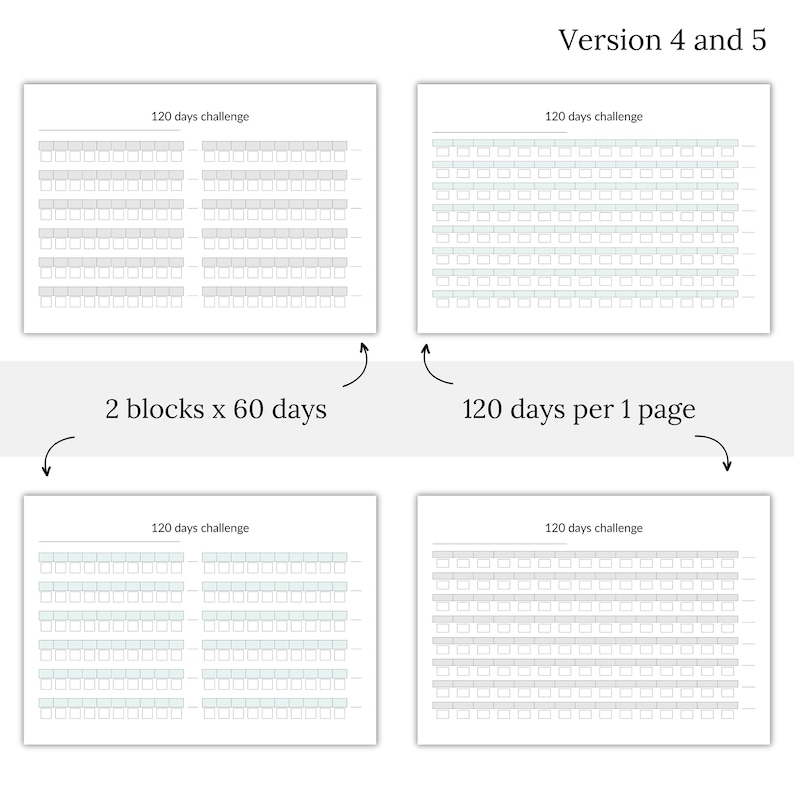 120 Day Challenge Tracker Printables, Goal Planner (PDF) - Etsy