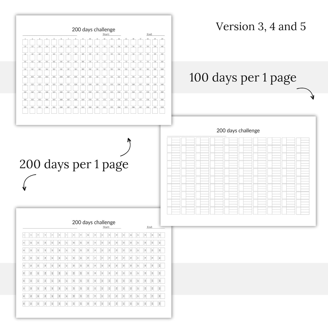 200 Days Challenge Tracker, Goal Planner Printable (PDF) - Etsy